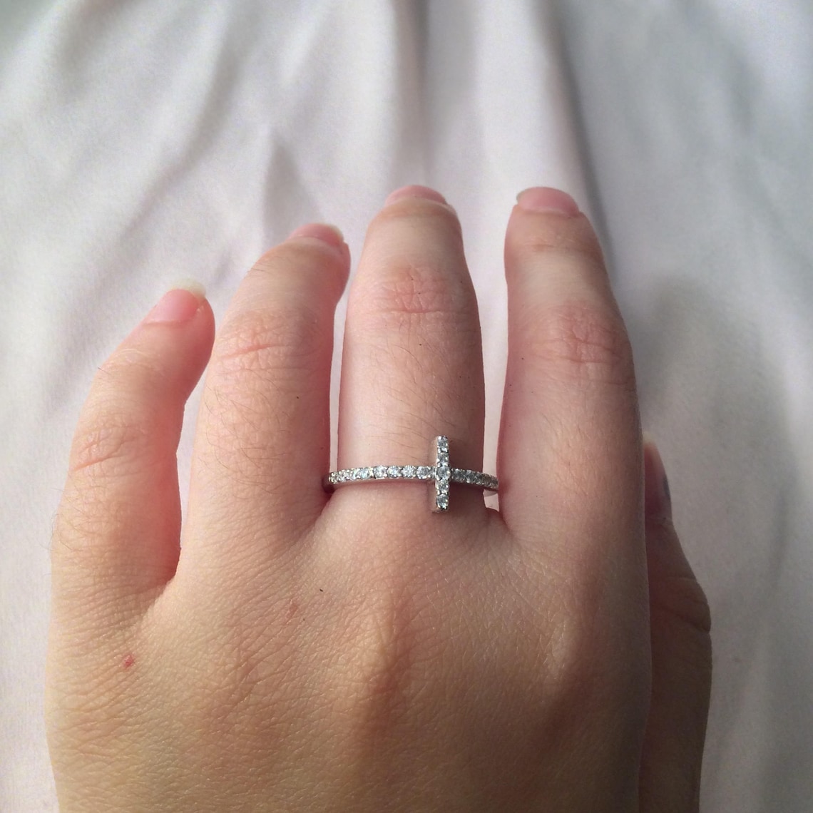 Cross Ring ~ Silver Cross Ring ~ Sideways Cross Ring- Gift Box - - Etsy