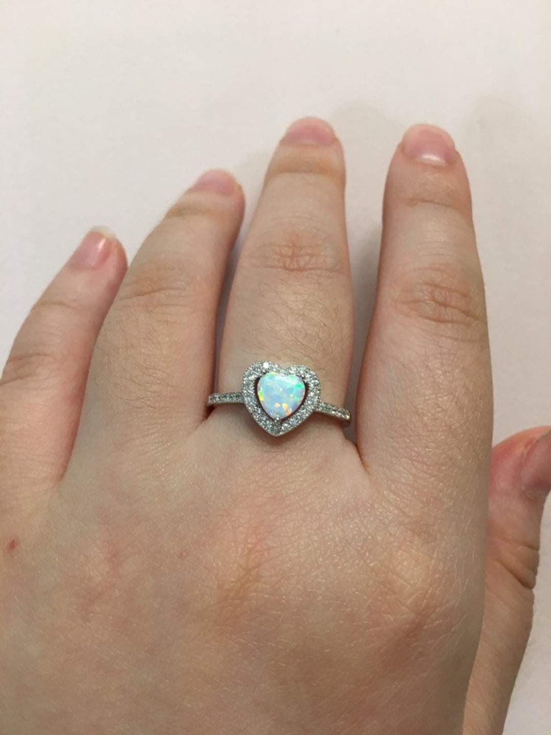 Heart Ring ~ Heart Opal Ring ~ Opal Ring ~ Silver Opal Ring ~ Women's ...