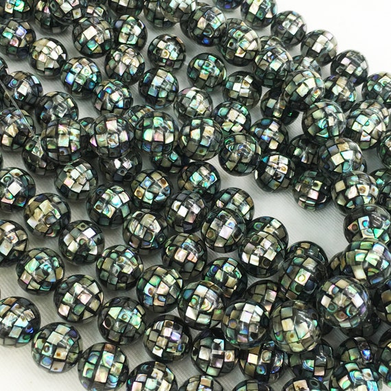 12mm Abalone Shell Round Beads Abalone Shell Mosaic Beads | Etsy