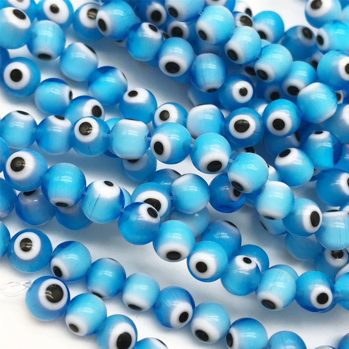 4mm 6mm 8mm 10mm Light Blue Evil Eye Round Glass Beads Approx - Etsy Israel