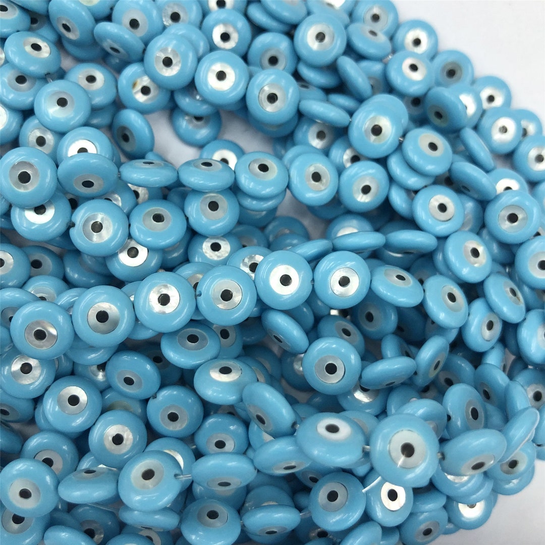 8mm Madre Di Perla Evil Eye Perline, Perle di Perle, Perline Blue Evil ...