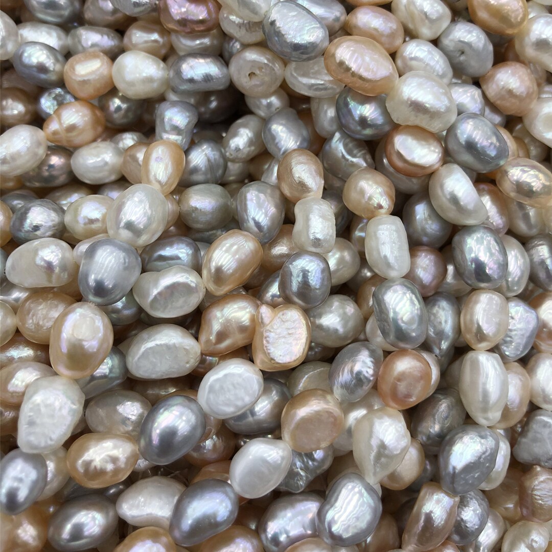 9-10mm White Grey Peach Color Nugget Freshwater Pearl Beads, Pearl ...