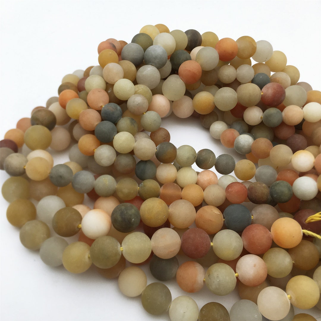 Matte Mixed Color Jade Round Beads,6mm 8mm 10mm Beads,gemstone, Approx ...