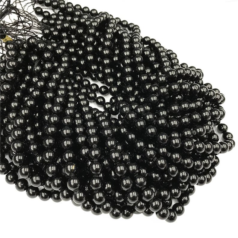 Black Tourmaline Round Beads6mm 8mm 10mm 12mm Gemstone Beads | Etsy