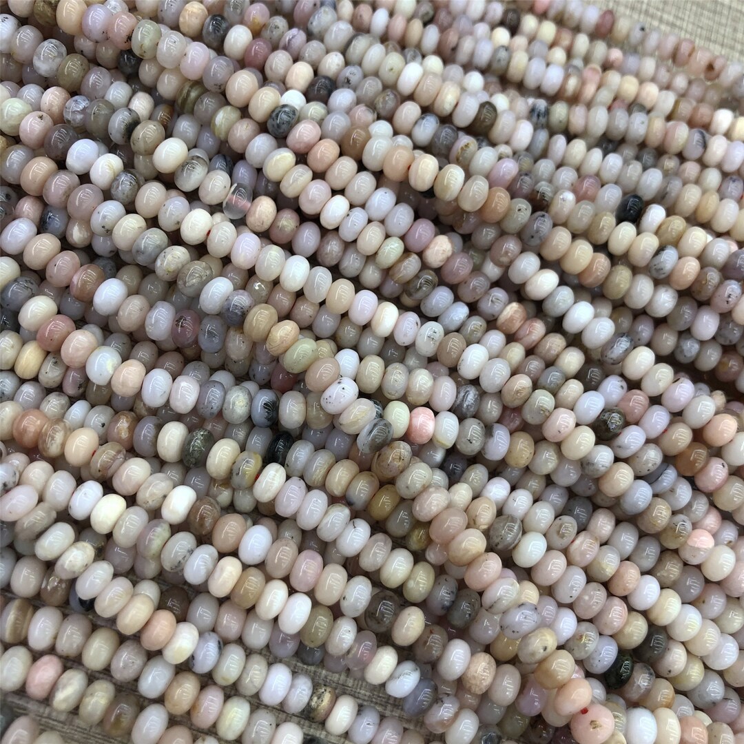 6x4mm Pink Opal Rondelle Beads , Natural Opal Beads, 15.5 Inch Strand ...