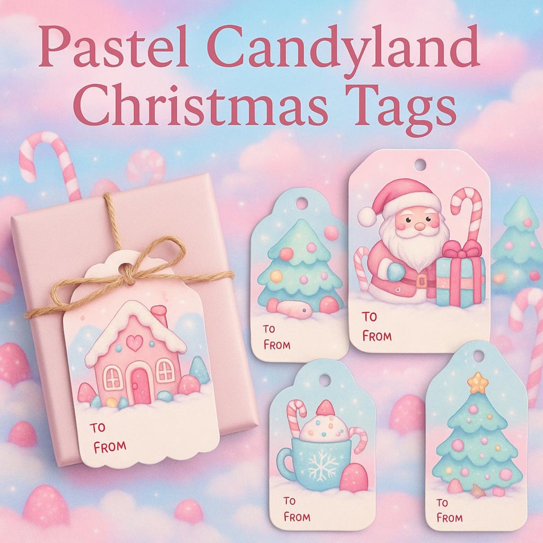 Pastel Candyland Gift Tags Printable | Sweet Candy Christmas Tags ...