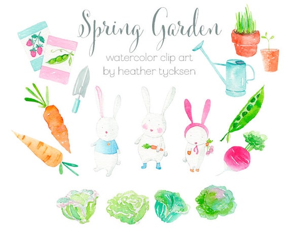 Bunnies Clipart Bunny Clip Art Garden Party Invite Clipart | Etsy UK