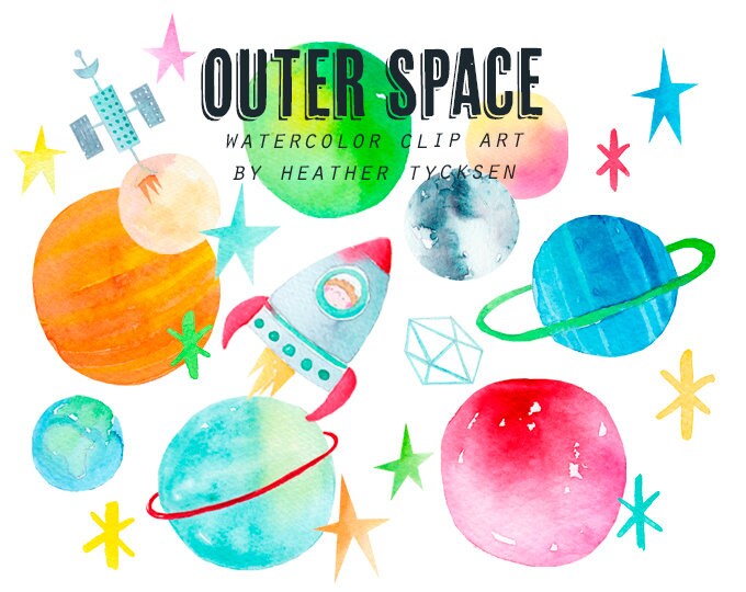 Space Clipart Solar System Clipart Planets Clipart Astronaut Party ...