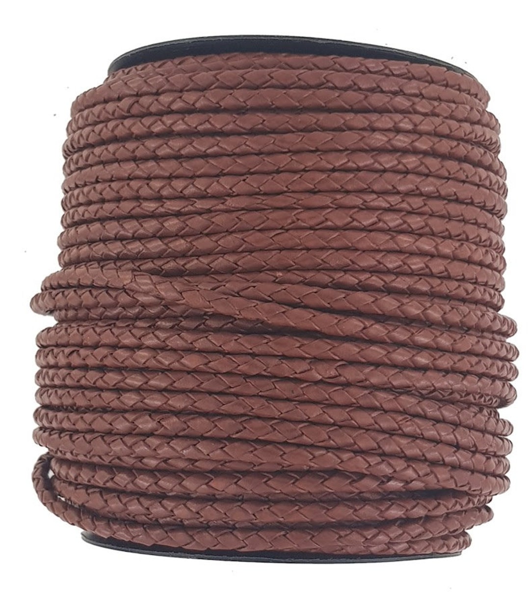 Plaited Leather Cord Brown 4 Mm Round Diameter - Etsy