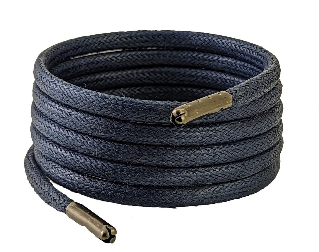 Navy Blue 5 Mm Wax Cotton Shoelaces & Boot Laces - Etsy