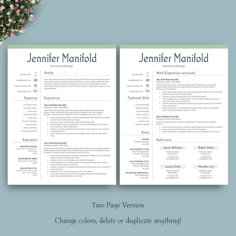 Teacher Resume Template, Instant Download, Professional Resume, Modern ...