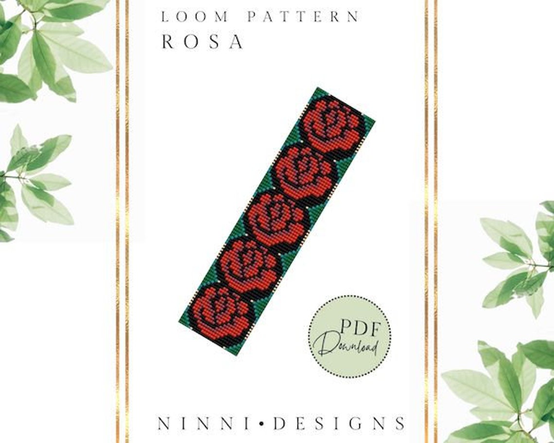 ROSA Miyuki Bead Loom Pattern Rose LOOM Bracelet Pattern - Etsy