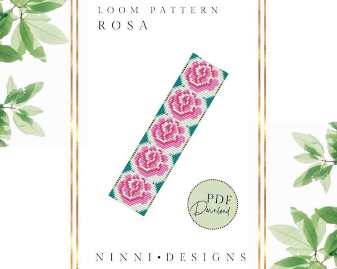 ROSA Miyuki Bead Loom Pattern, Rose, LOOM Bracelet Pattern in PDF ...