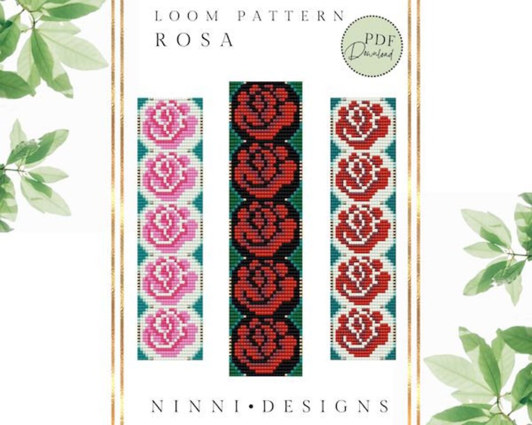 ROSA Miyuki Bead Loom Pattern Rose LOOM Bracelet Pattern - Etsy