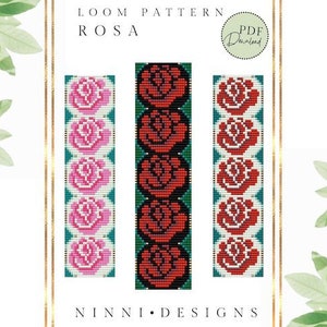 ROSA Miyuki Bead Loom Pattern, Rose, LOOM Bracelet Pattern in PDF ...