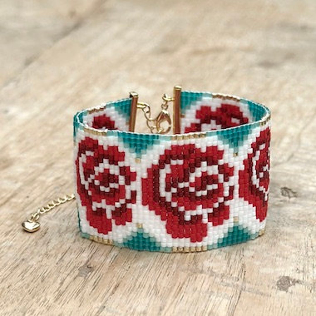 ROSA Miyuki Bead Loom Pattern, Rose, LOOM Bracelet Pattern in PDF ...