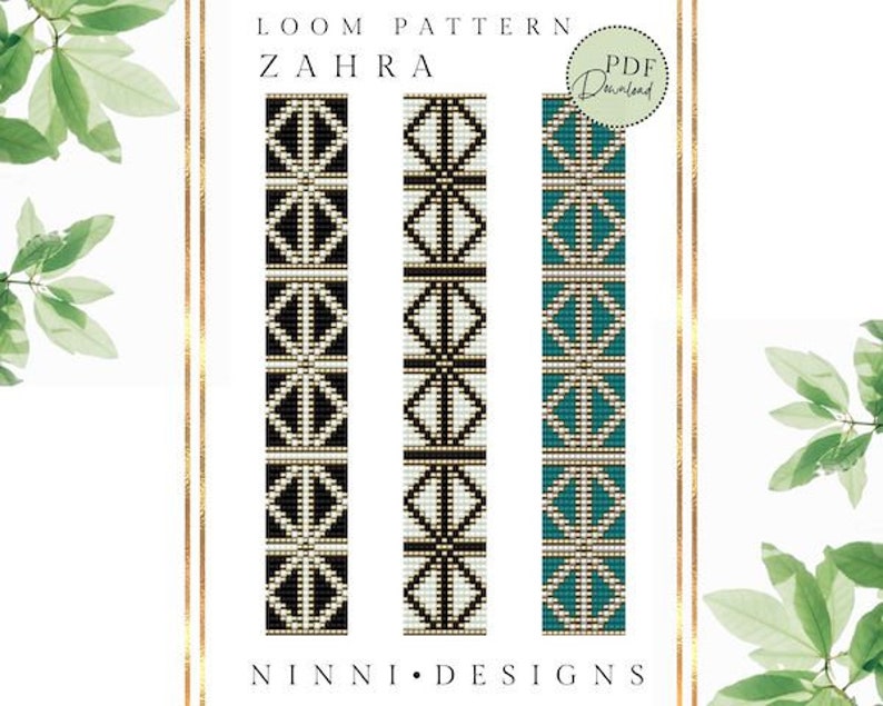 ZAHRA Miyuki Bead Loom Pattern, LOOM Bracelet Pattern in PDF, Boho Loom ...