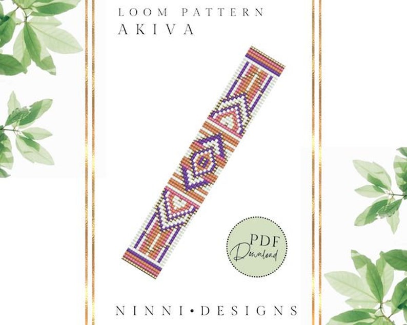 AKIVA Miyuki Bead Loom Pattern, LOOM Bracelet Pattern in PDF, Boho ...