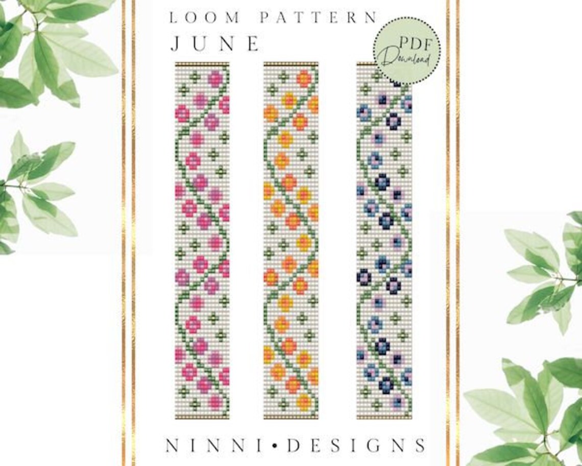 JUNE Flowers Loom Bracelet Pattern, PDF, Floral Bead Loom Pattern ...