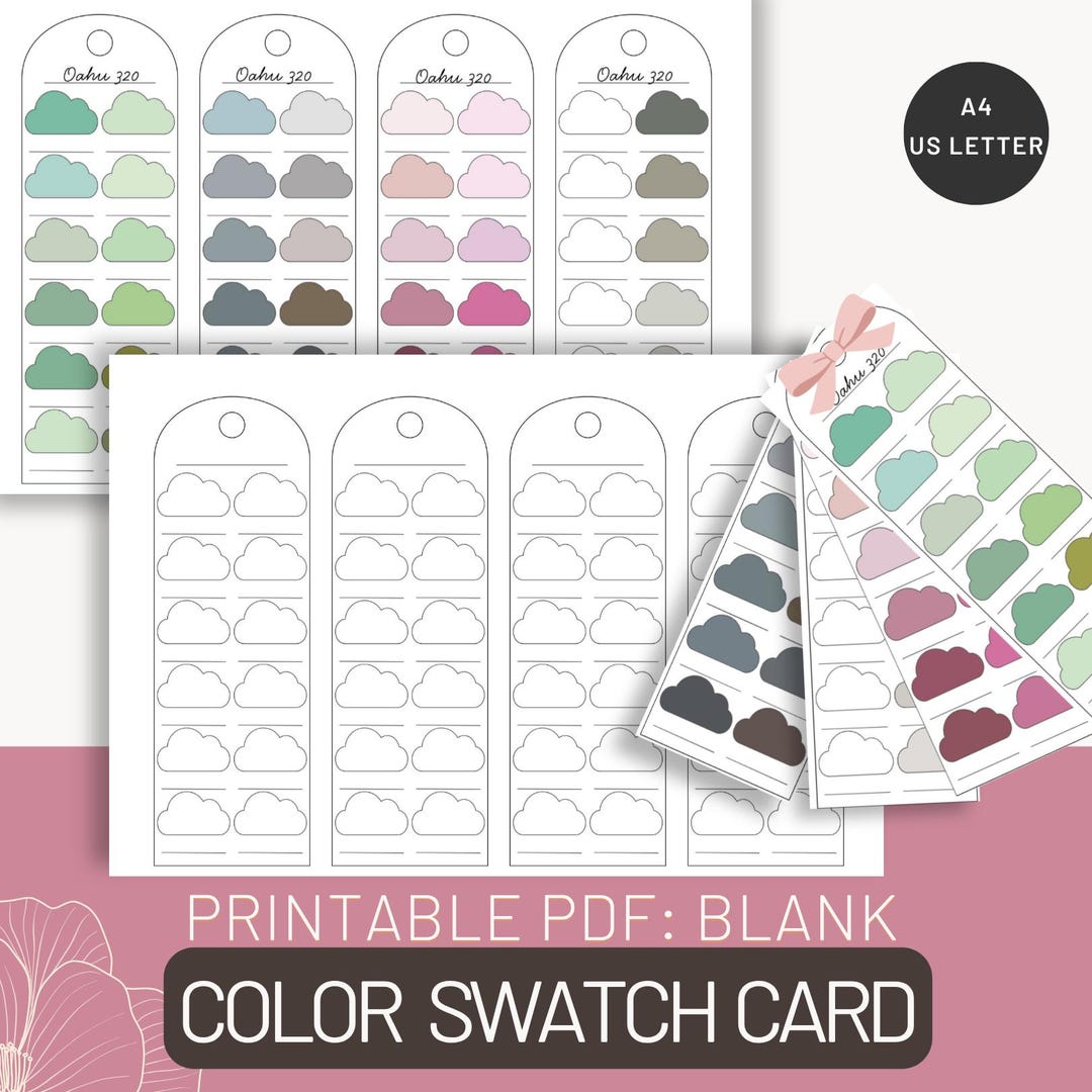 Color Swatch Template, DIY Color Chart Template (printable PDF), Color ...
