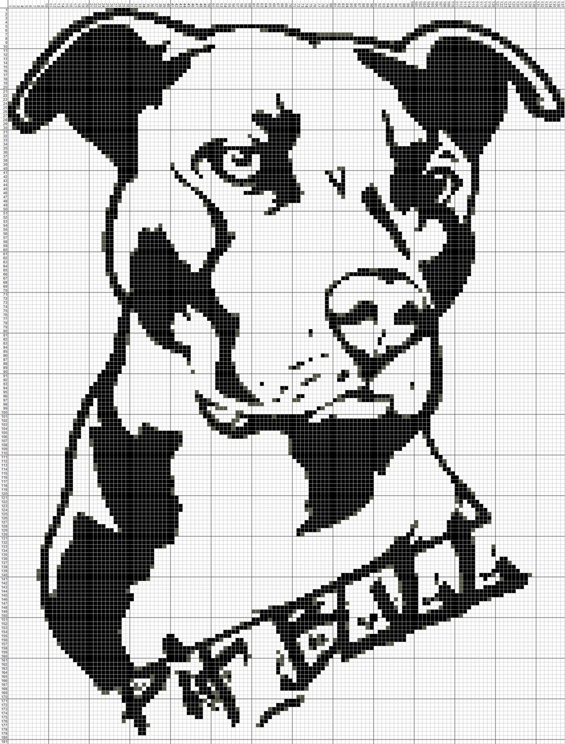 Pit Bull Black and White Modern Cross Stitch Pattern Counted - Etsy