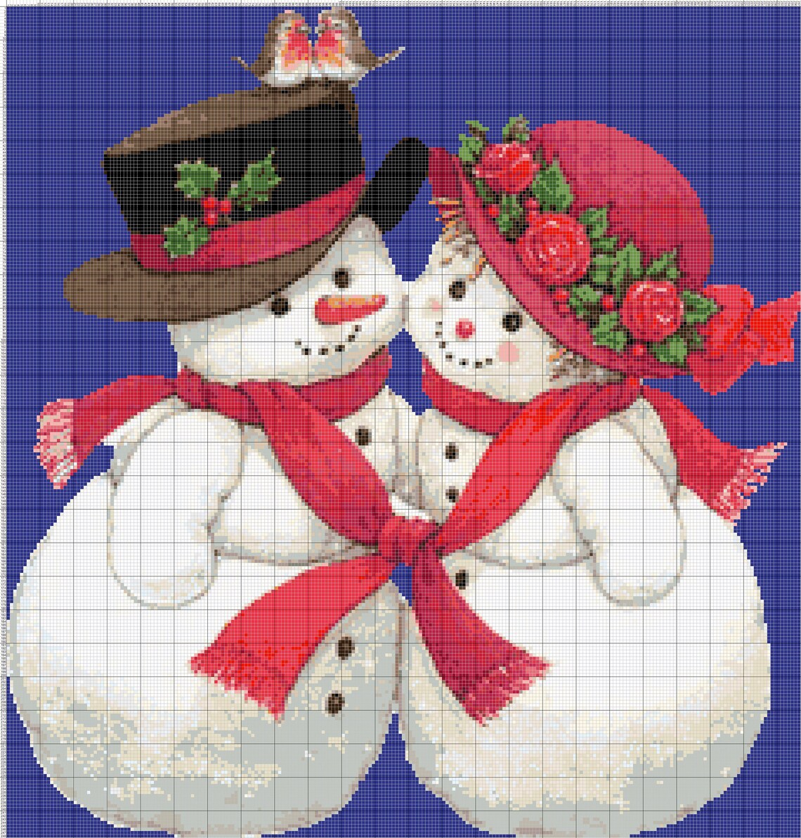 Cute Snowman Cross Stitch Pattern Counted Cross Stitch Chart | Etsy