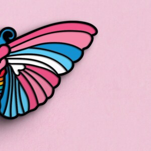 Transgender Pride Pin Subtle Trans Butterfly Badge — Pride LGBT Queer ...