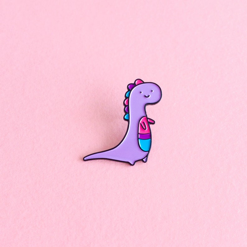 Bisexual Pride Pin Subtle Bi Dinosaur Binosaur Badge — Bi Pride ...
