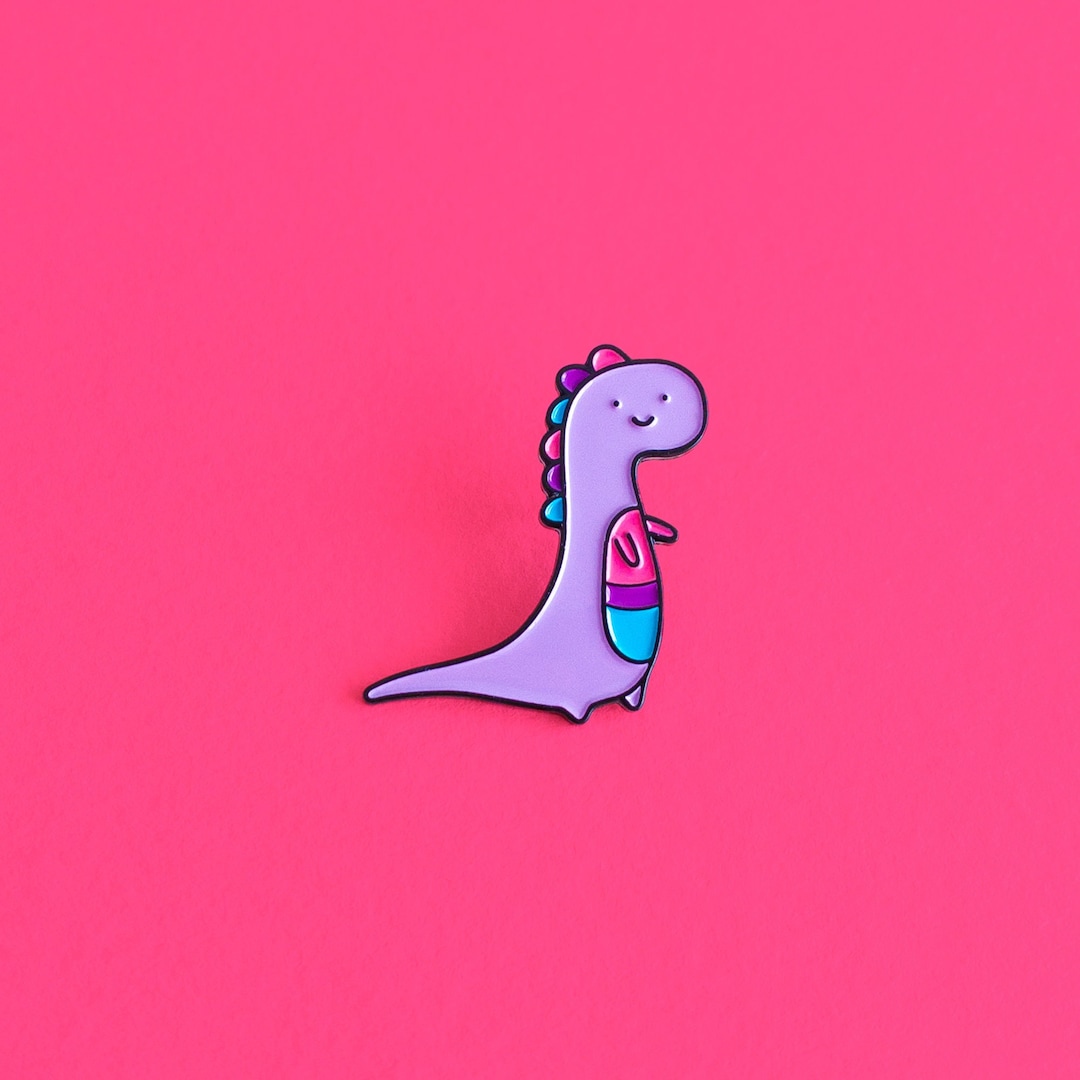 Bisexual Pride Pin Subtle Bi Dinosaur Binosaur Badge — Bi Pride ...
