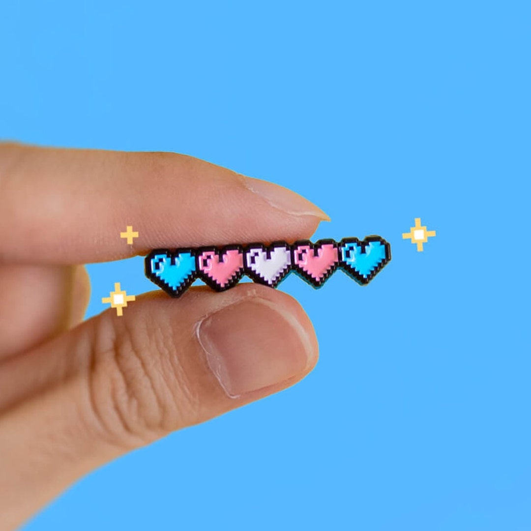 Subtle Pride Pin Trans Pixel Hearts Pride Badge — Pixel Art Minimalist ...