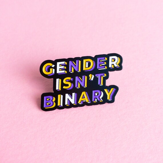 Gender Isn't Binary Non-binary Enby Pride Pin Minimalist - Etsy