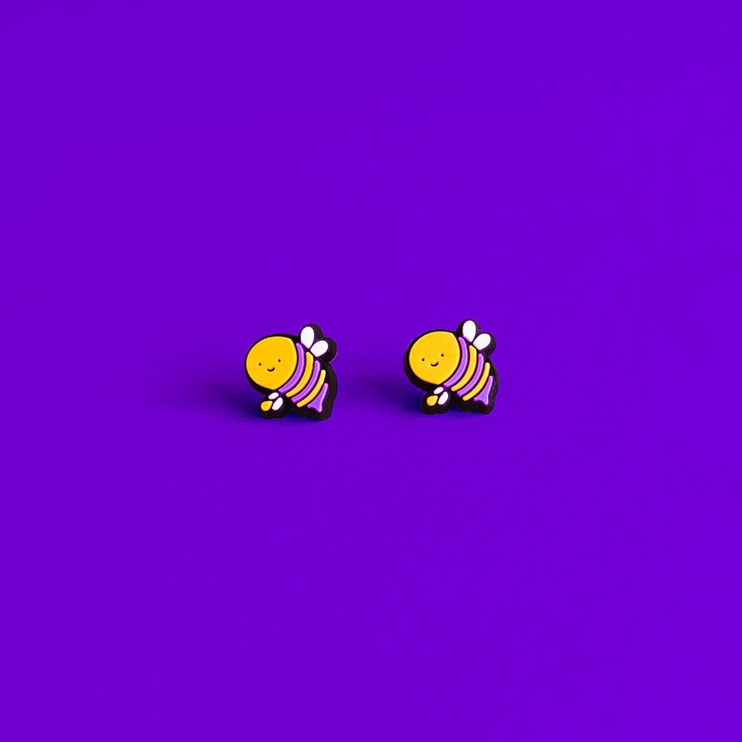 Enbee Nonbinary Enby LGBT Pride Stud Earrings — Enby Pride LGBT Pan ...