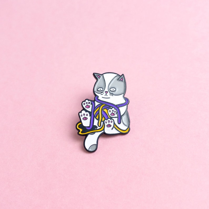 Enby Kitten Cat LGBT Pride Pin Non Binary Minimalist Pride - Etsy