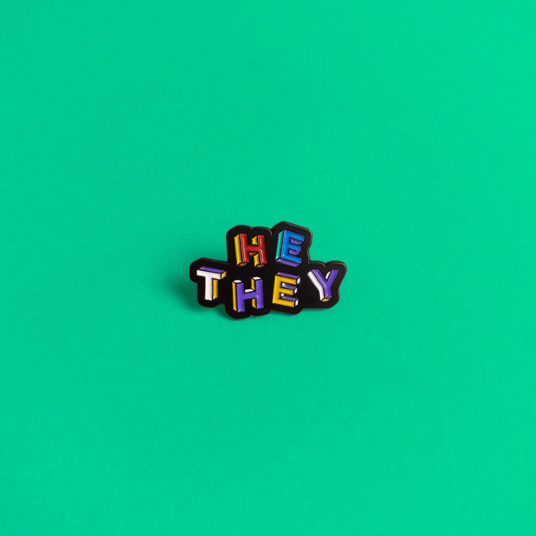 He They Pronouns Pride Pin Lgbt Badge Pride Pronouns Lgbt Rainbow Queer Badge Minimalist