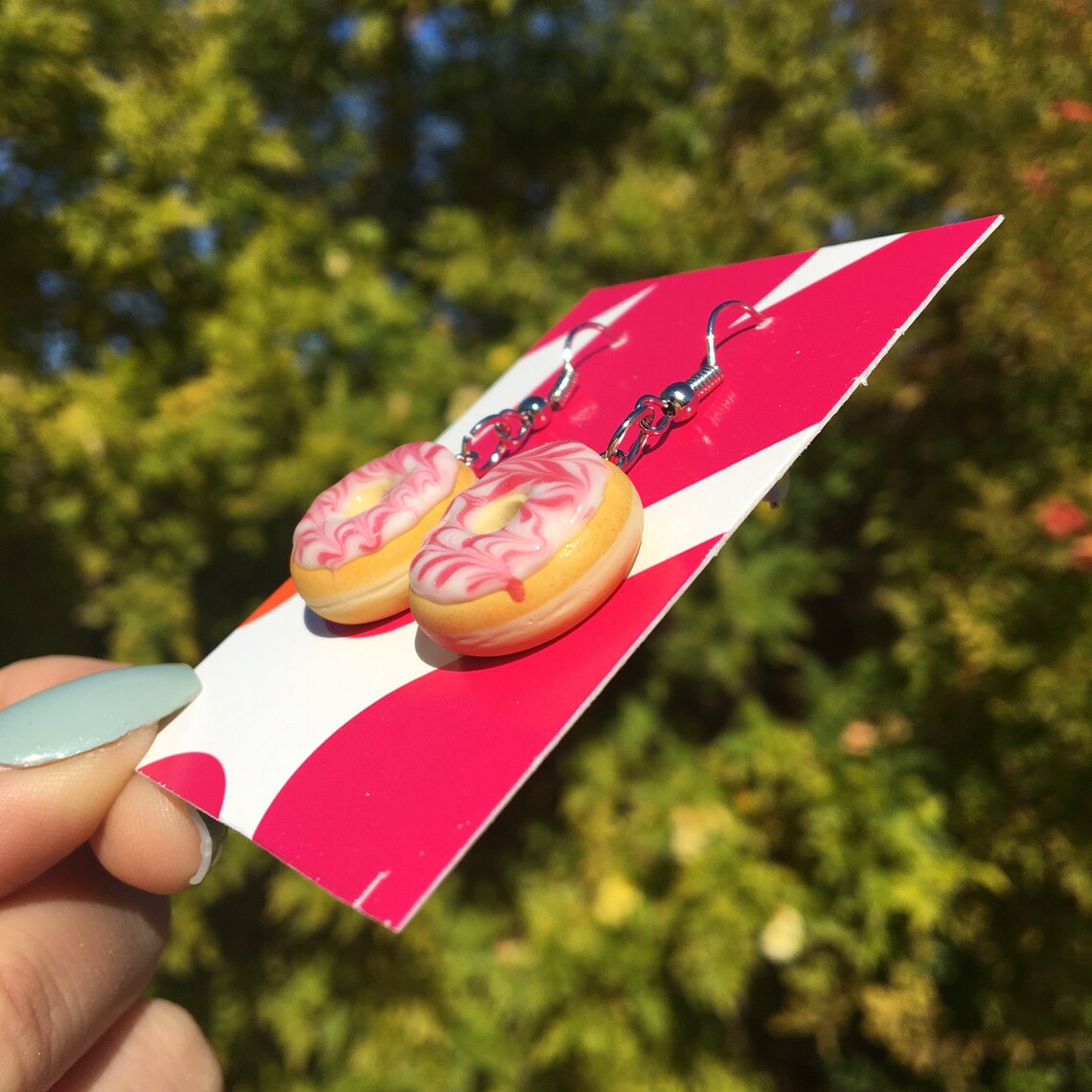 Polymer Clay Dunkin Donut Inspired Earrings Valentines Day Edition - Etsy