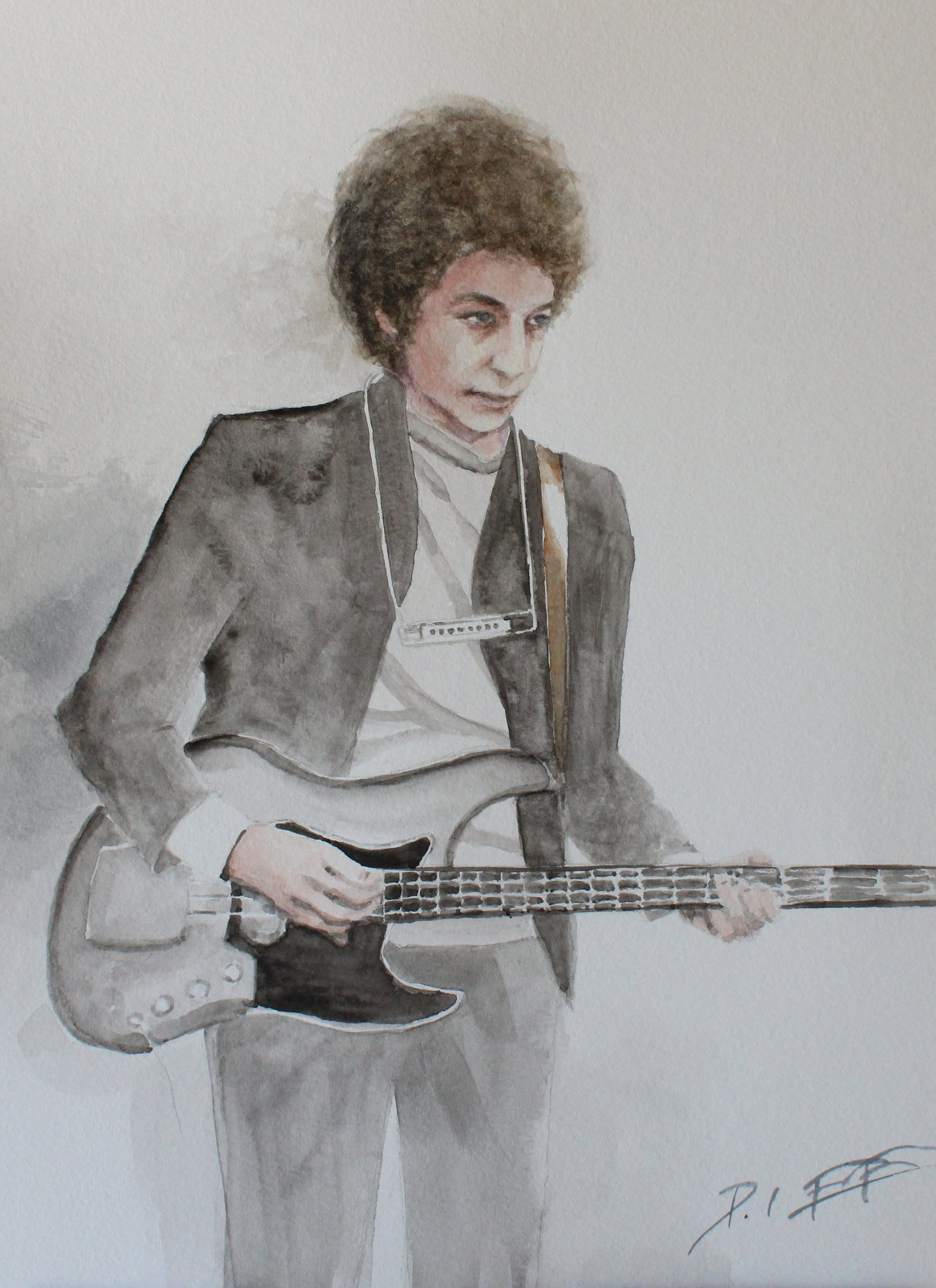 Iconic Figure Painting, Singer Bob Dylan, Original Watercolor 12" X 9 ...
