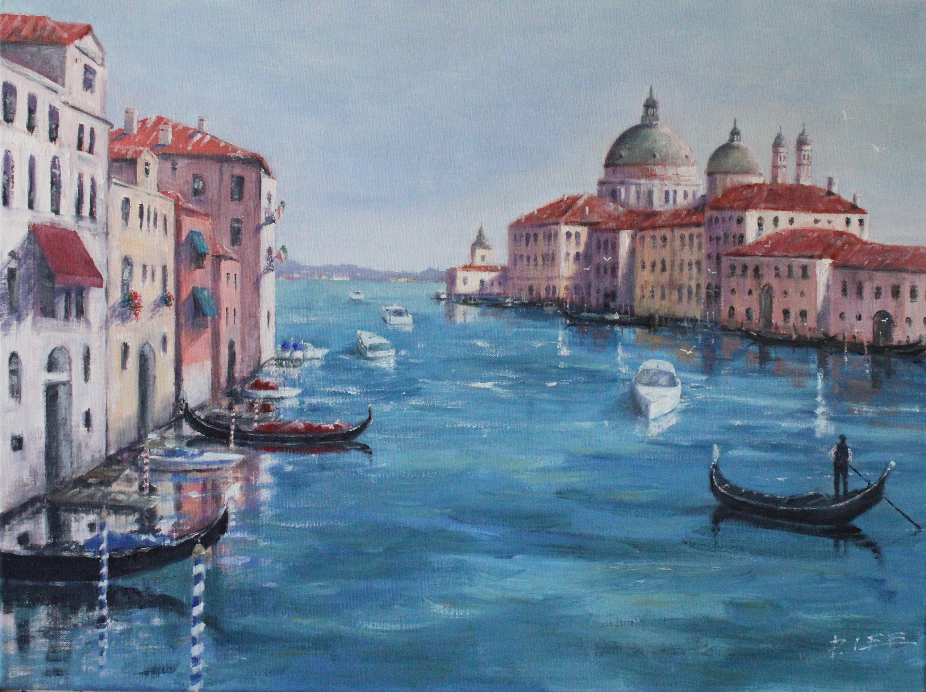 Venice Italy Landscape Painting, Gondolas, Original Oil on Canvas 18" X ...