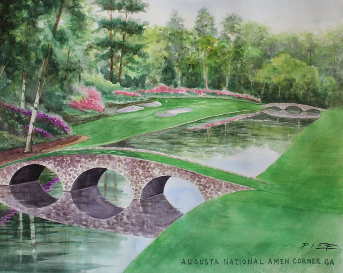 Golf Course Painting, Augusta National Golf Club GA, #12 Golden Bell ...