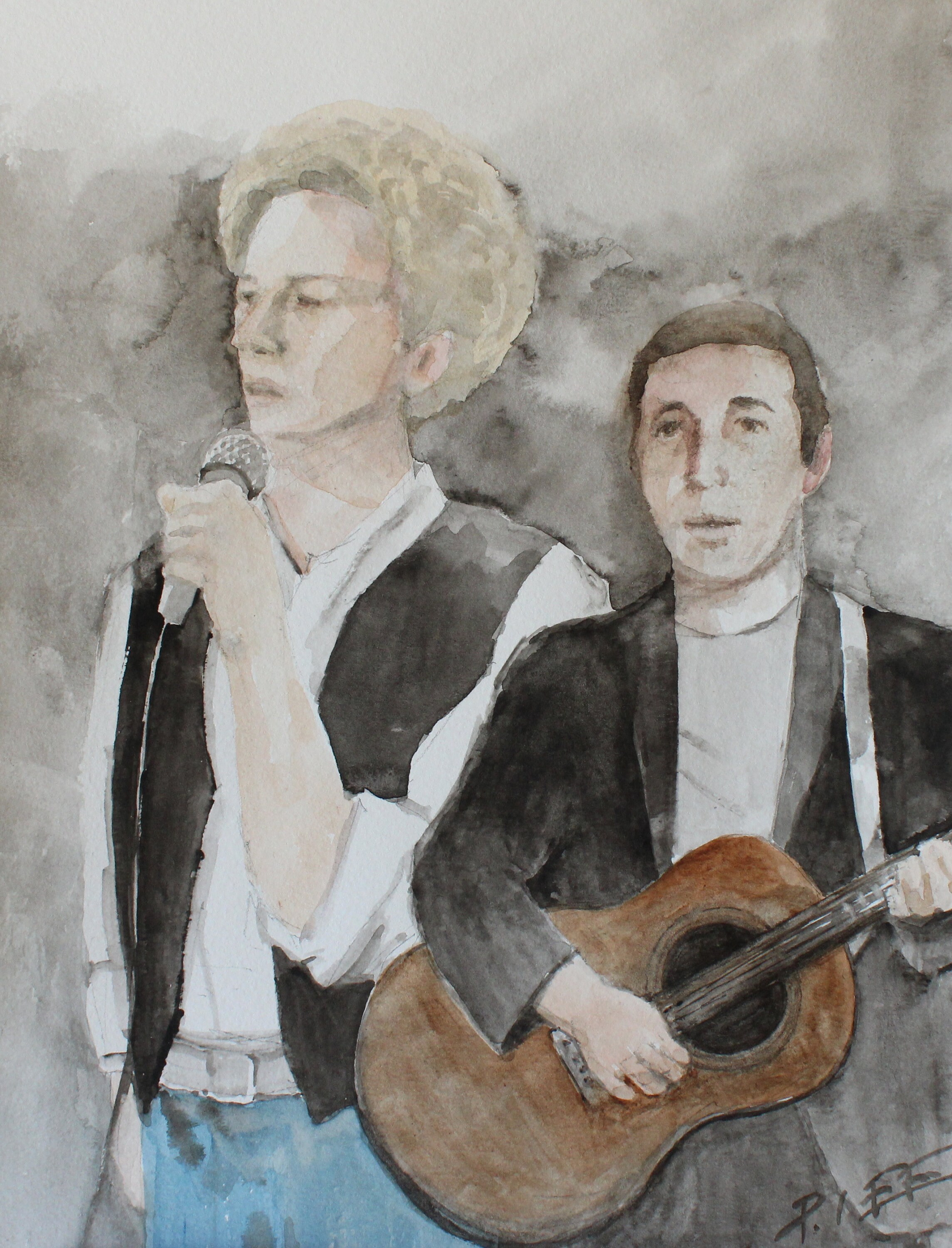 Simon and Garfunkel Painting, Original Watercolor 12" X 9" - Title ...