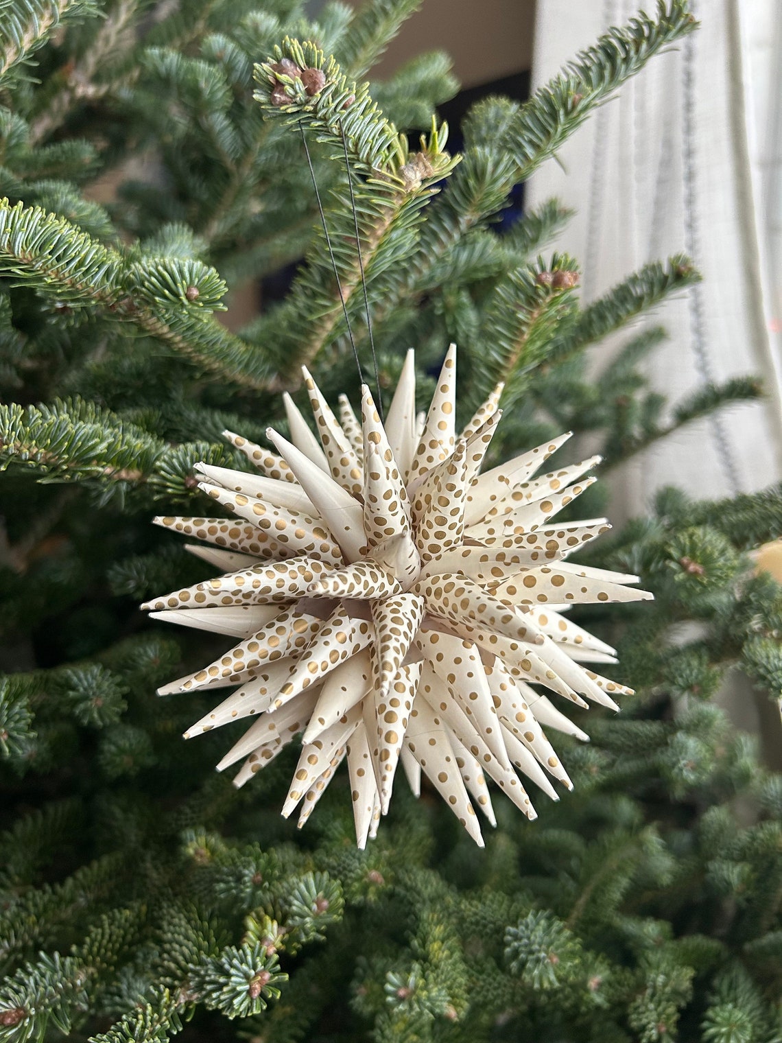 Polish Star Ornament Jeżyki Modern Christmas Holiday Decor White Gold ...