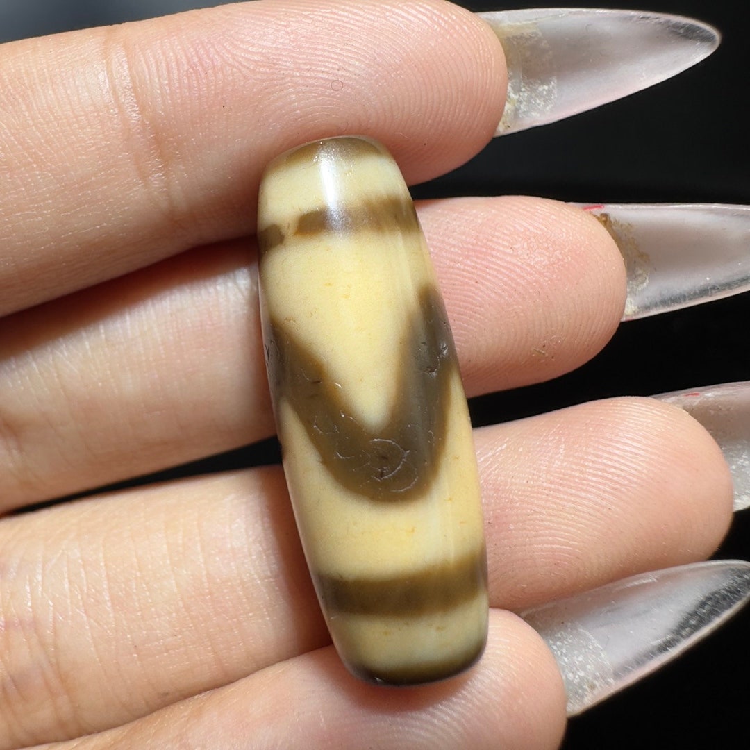 30x11mm Tiger Fang Tibet Dzi Bead, Symbol of Courage, Free Make ...