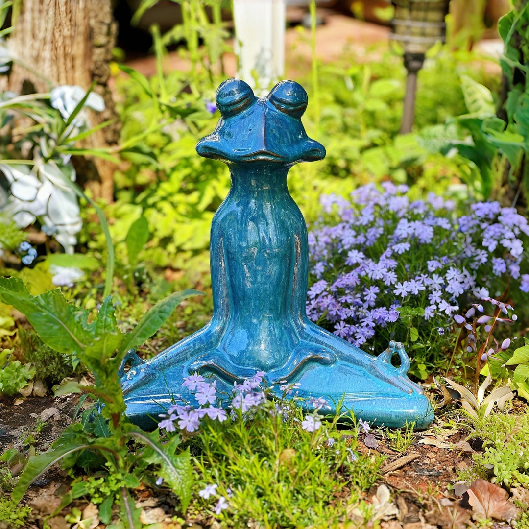 Handmade Ceramic Zen Meditating Frog, Yoga Frog, Sitting Frog Statue ...