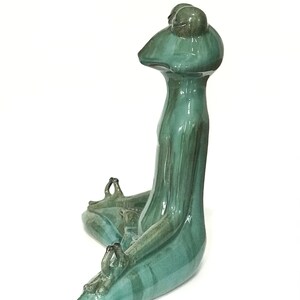 Handmade Ceramic Zen Meditating Frog, Yoga Frog, Sitting Frog Statue ...
