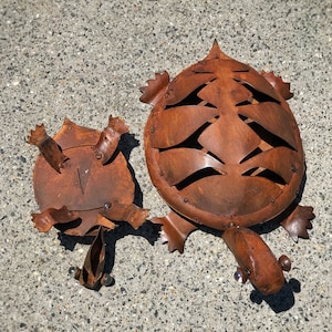 Rustic Metal Turtle, Turtle Family single Item, Handmade Yard Art ...