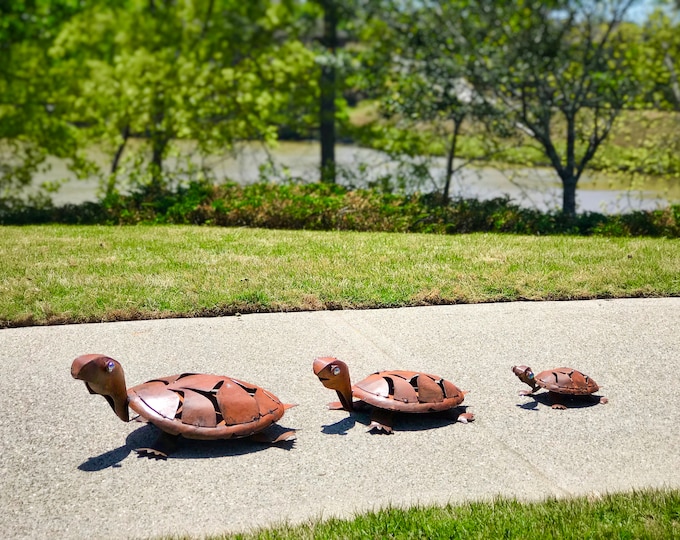Rustic Metal Turtle, Turtle Family (single Item), Handmade Yard Art ...