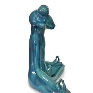 Handmade Ceramic Zen Meditating Frog, Yoga Frog, Sitting Frog Statue ...