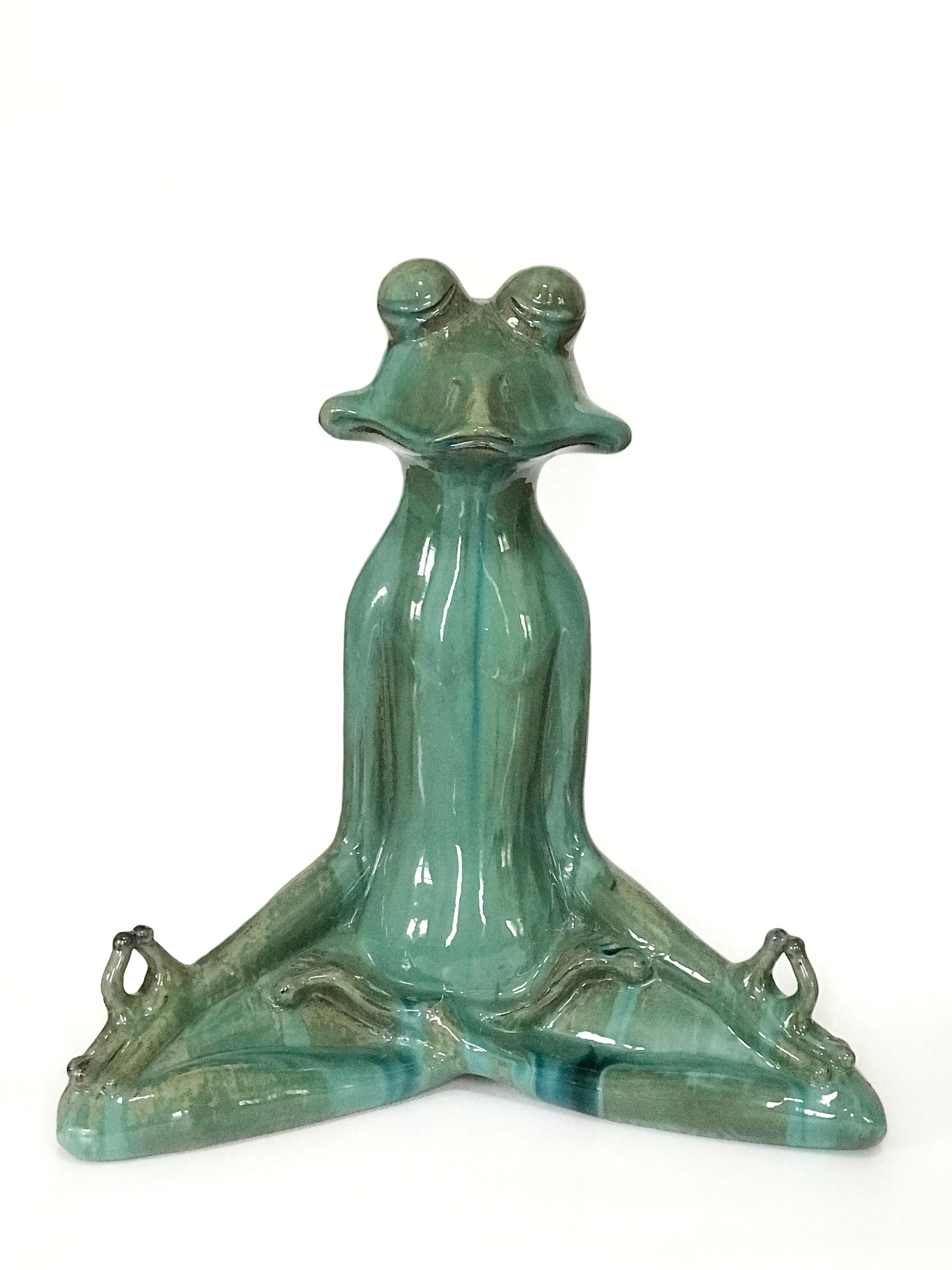 Handmade Ceramic Zen Meditating Frog, Yoga Frog, Sitting Frog Statue ...