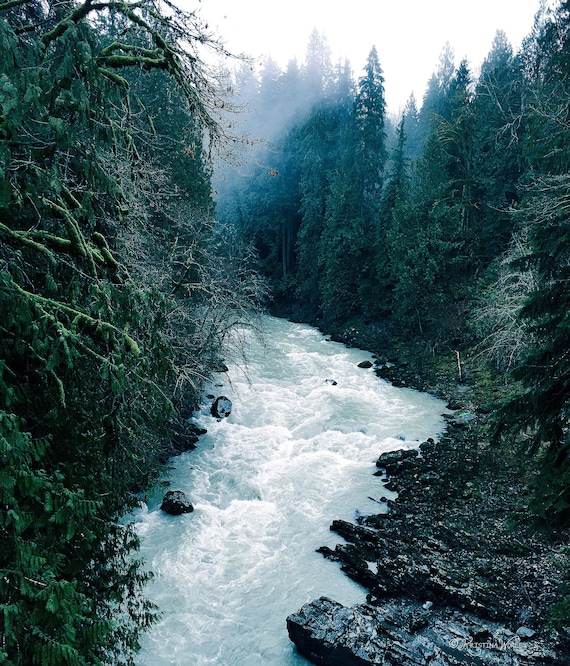 Misty Pacific Northwest River Photograph | Etsy