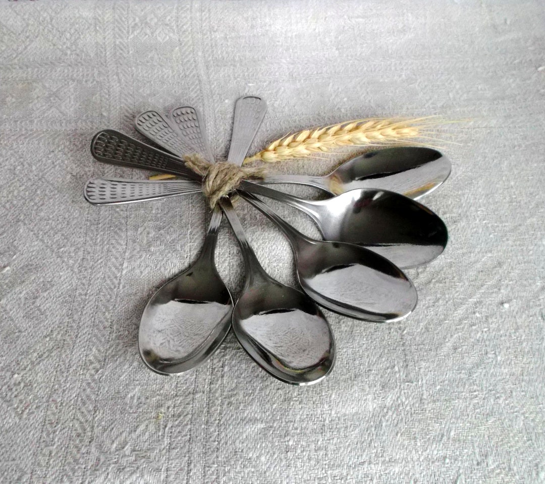 Soviet Dinnerware Spoons, Set of 5 Spoons Stainless Steel Finished With ...