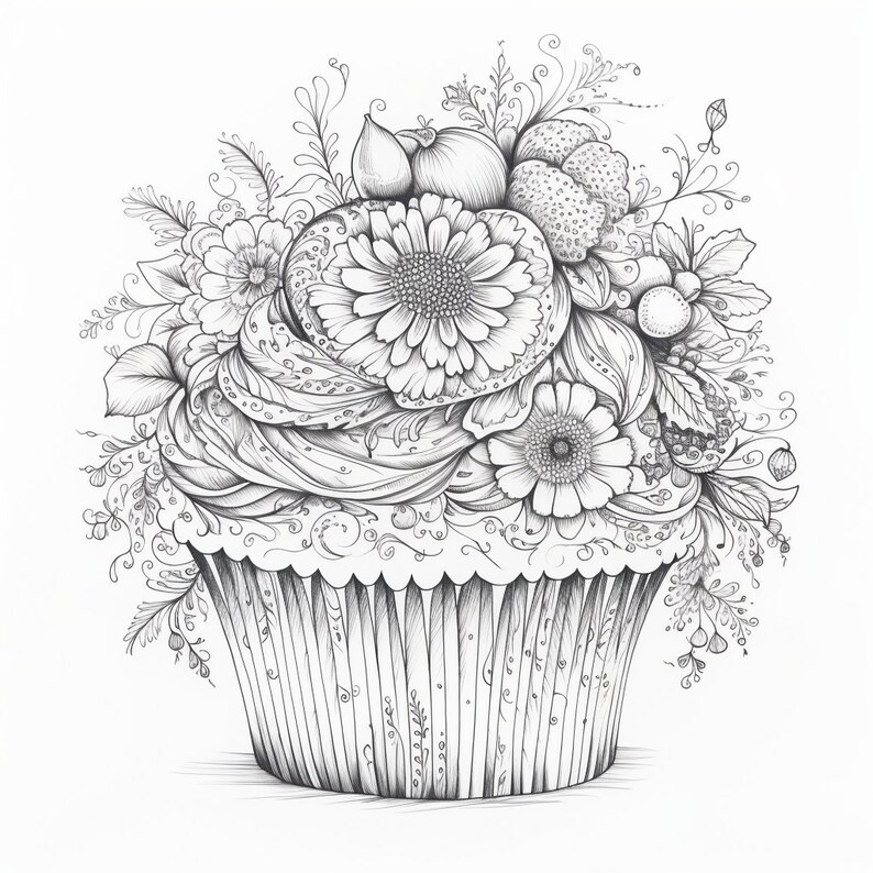 Cupcake Mandala Colouring Pages, Relaxation, Mindfulness, Colouring for ...